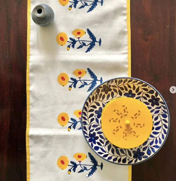 Cotton Table Runner | Block Print Table Runner - MnR Decor