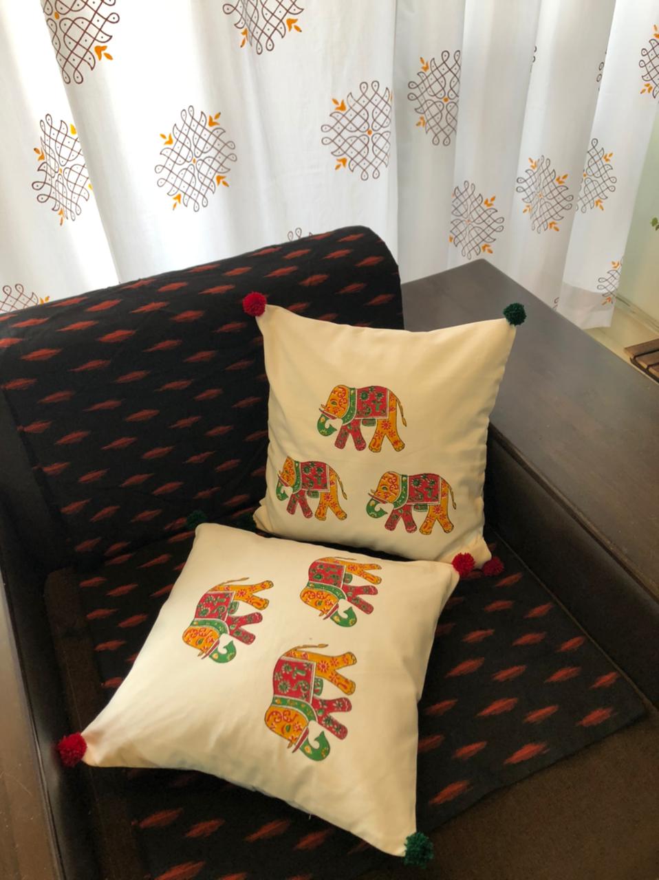 Block Print Small Cushion Covers | Buy Cotton Pillow Covers Online ...