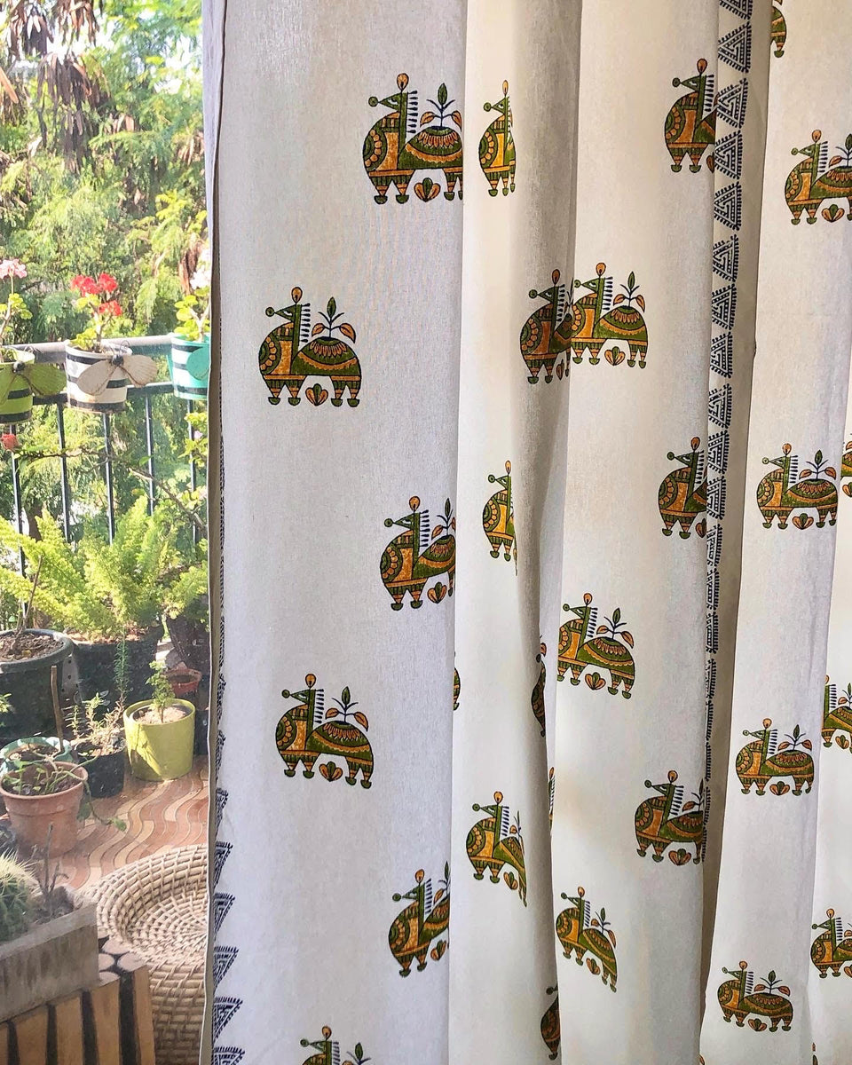 Hand Block Print Camel Print curtain – MnR Decor